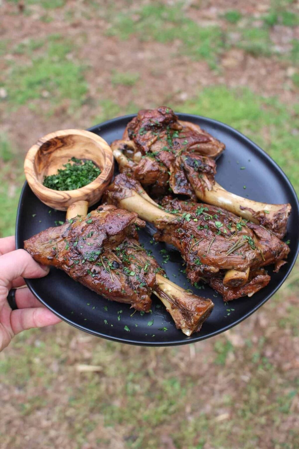 Beer Braised Lamb Shanks - Over The Fire Cooking