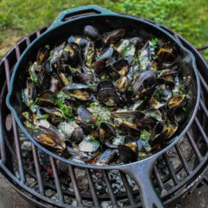 Parmesan Garlic Butter Mussels - Over The Fire Cooking