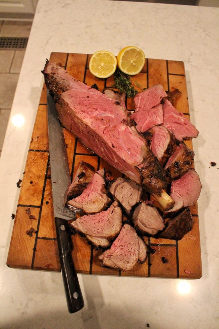 Herb Marinated Hanging Leg of Lamb - Over The Fire Cooking