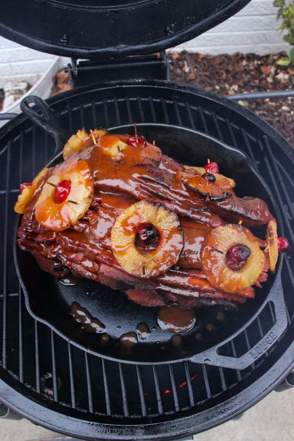 Cherry Chipotle Pineapple Glazed Ham - Over The Fire Cooking