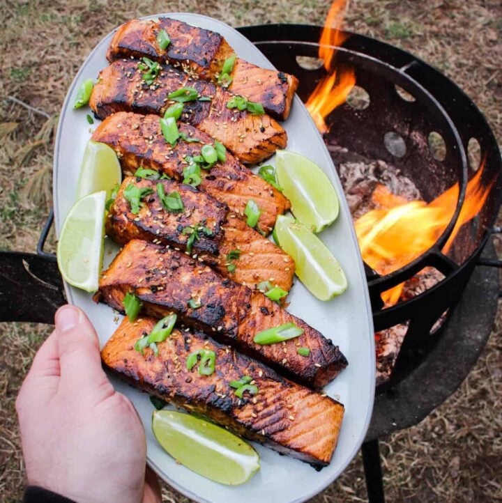 Garlic Soy Marinated Salmon - Over The Fire Cooking