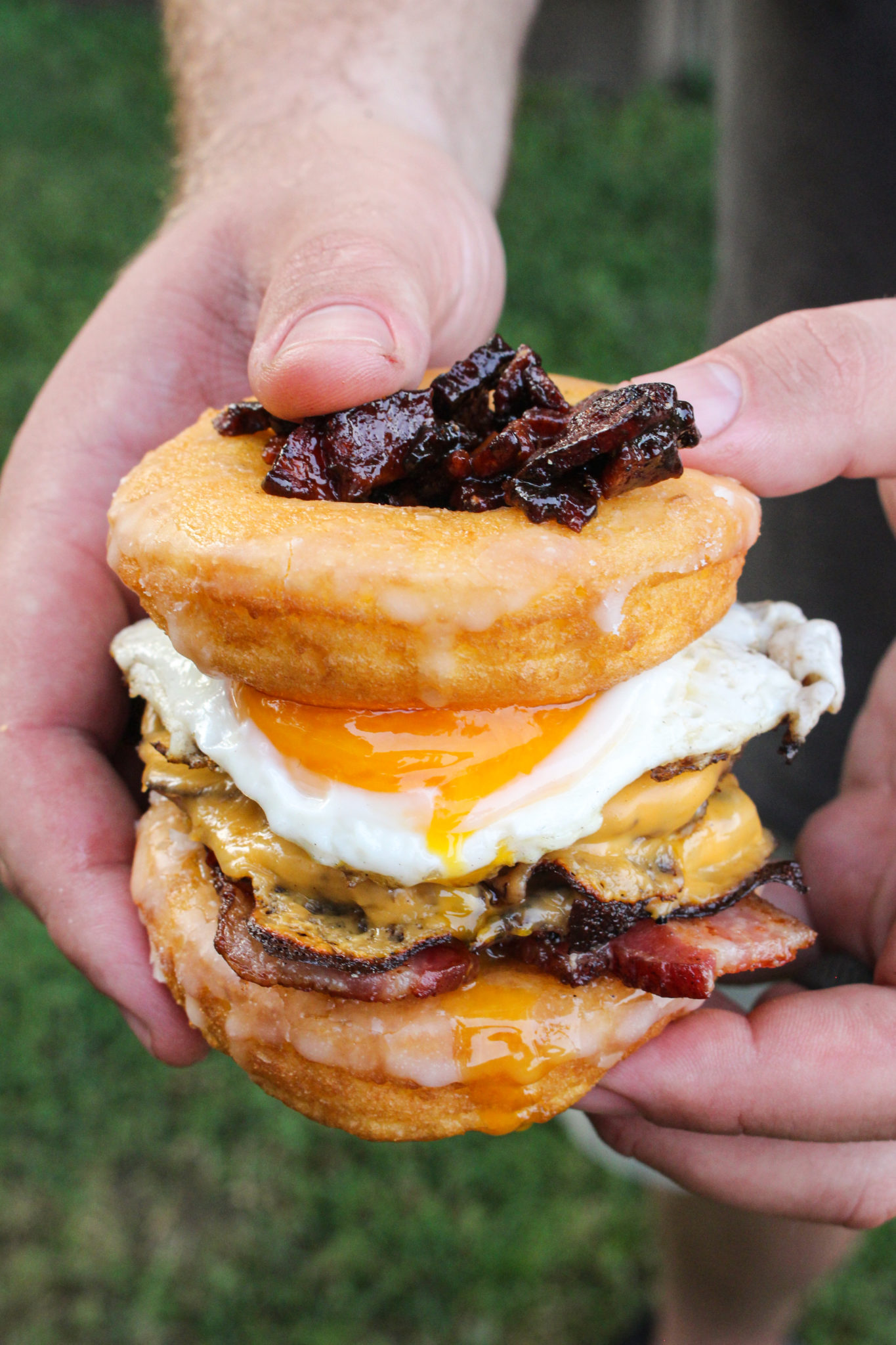 Donut Breakfast Sandwich - Over The Fire Cooking
