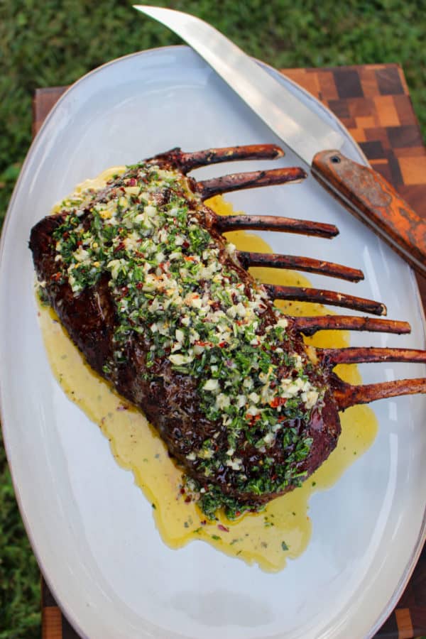 Venison Rack with Wild Herb Butter - Over The Fire Cooking