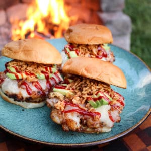 Garlic Gochujang Shrimp Burgers - Over The Fire Cooking