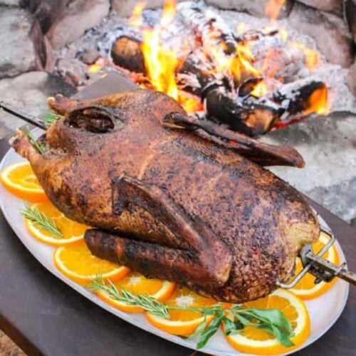 Holiday Rotisserie Goose Recipe - Over The Fire Cooking