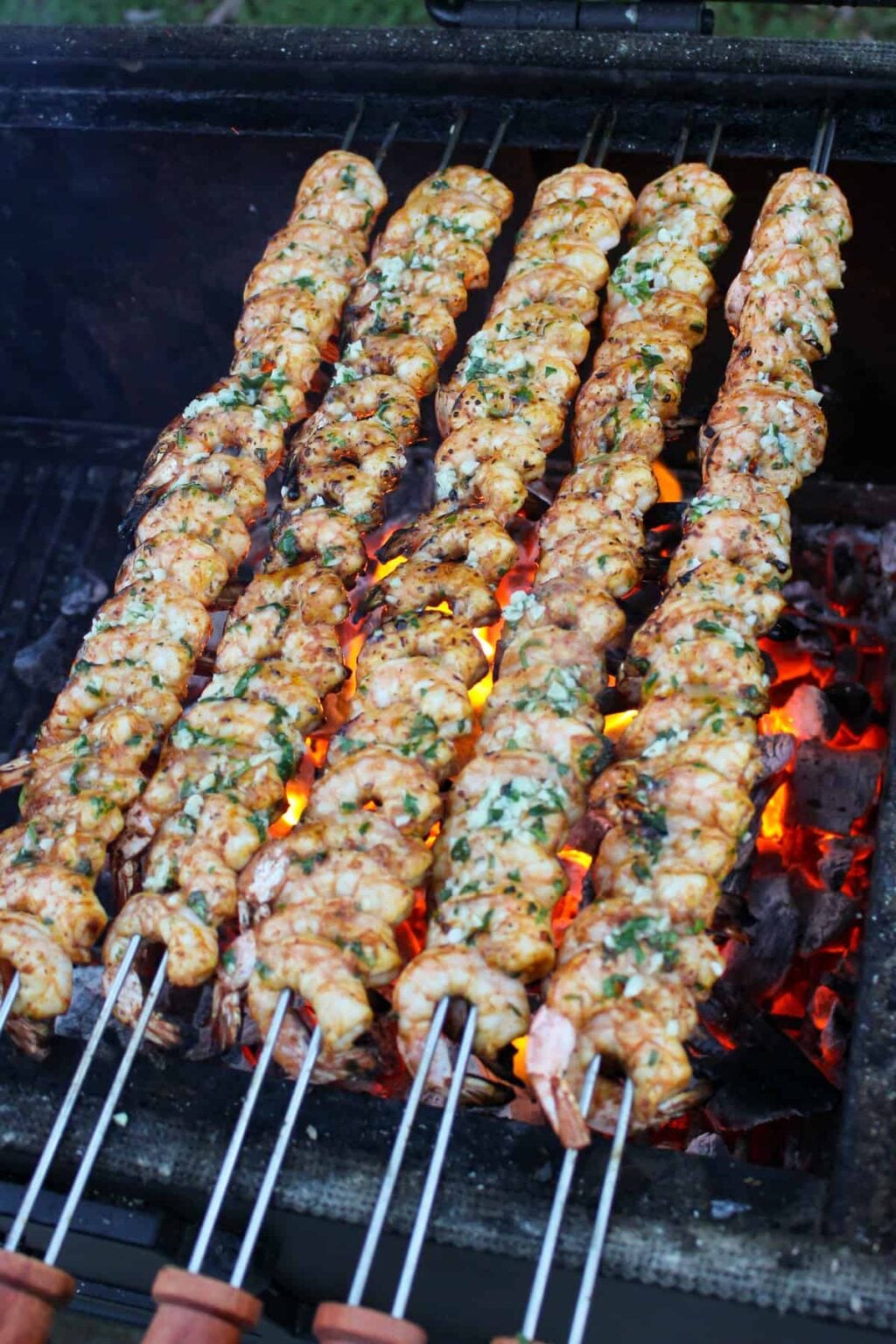 Spicy Tequila Lime Shrimp Skewers - Over The Fire Cooking