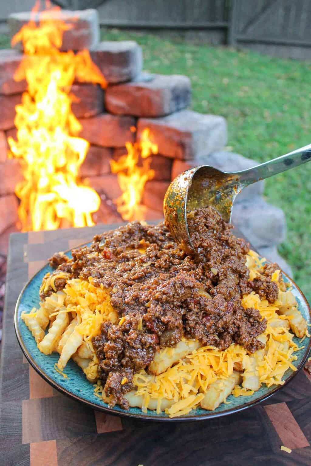 Loaded Chili Cheese Fries - Over The Fire Cooking