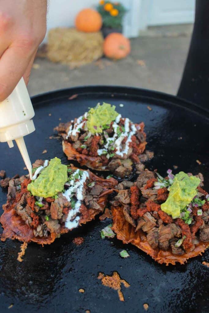 Grilled Steak Vampiro Tacos - Over The Fire Cooking