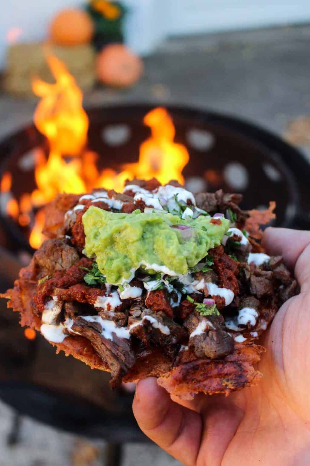 Grilled Steak Vampiro Tacos - Over The Fire Cooking