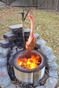 Hanging Tomahawk Steak with Garlic Butter Lobster - Over The Fire Cooking