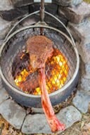 Hanging Tomahawk Steak with Garlic Butter Lobster - Over The Fire Cooking