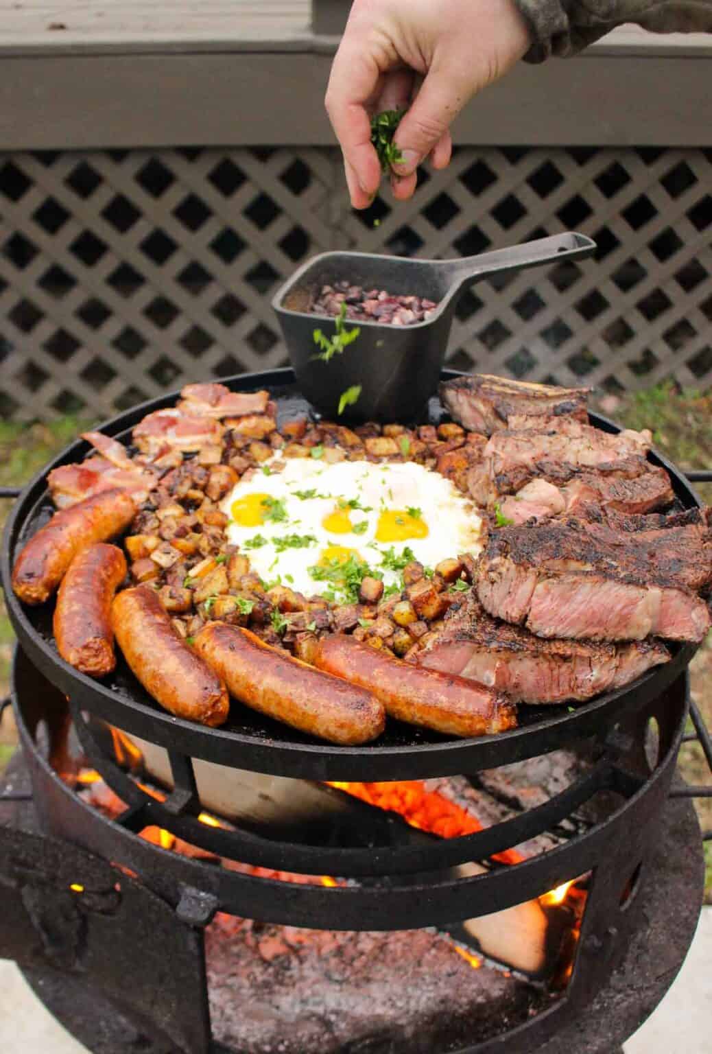Cowboy Steak and Eggs - Over The Fire Cooking