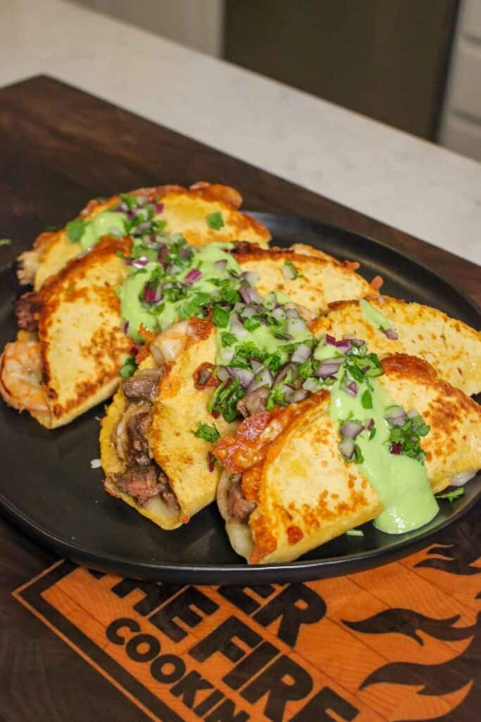 Crispy Steak and Shrimp Tacos - Over The Fire Cooking