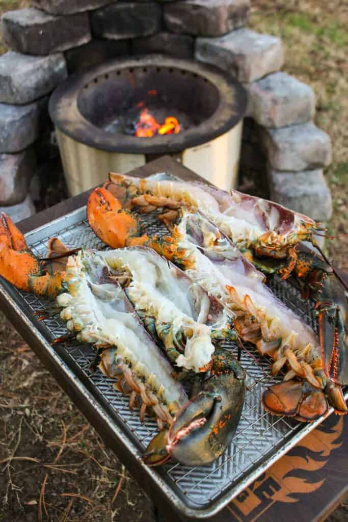 Grilled Lobster with Hot Honey Butter - Over The Fire Cooking