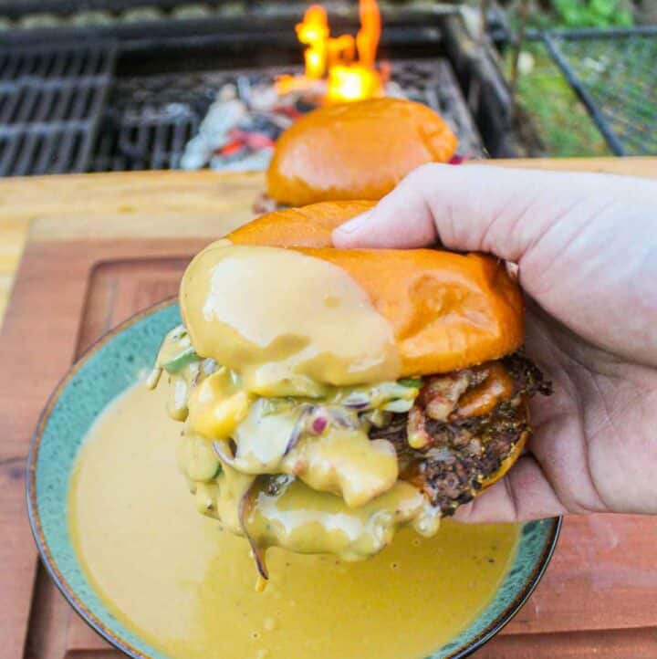 Beer Cheese Smash Burgers - Over The Fire Cooking