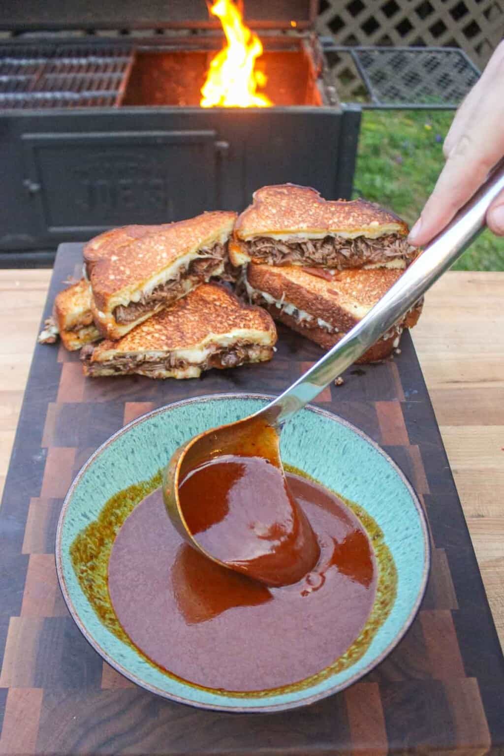 Birria Grilled Cheese Sandwiches - Over The Fire Cooking