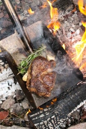 Steaks on a Rock - Over The Fire Cooking