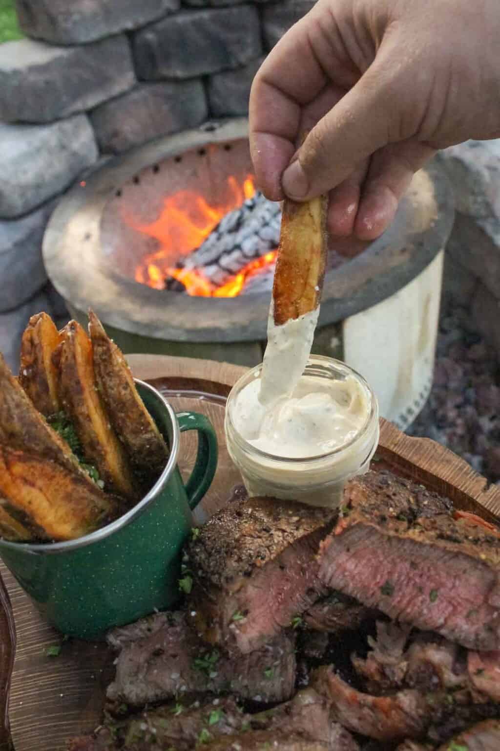 Bacon Wrapped Filets with Bacon Fat Fries - Over The Fire Cooking