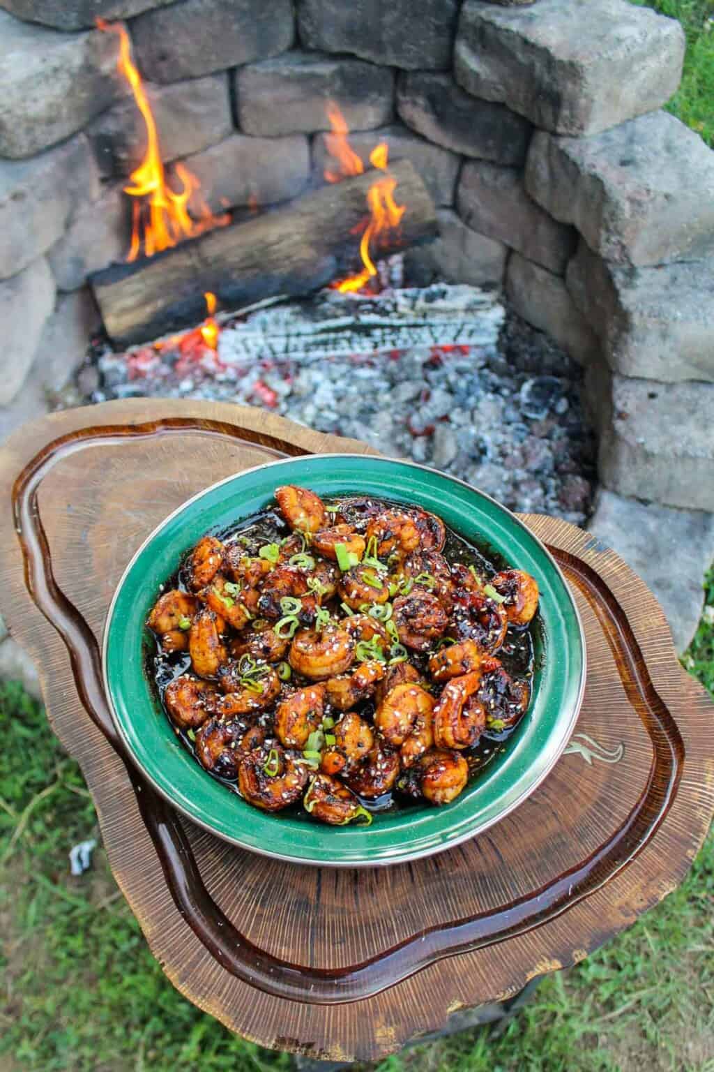 Hot Honey Garlic Shrimp - Over The Fire Cooking