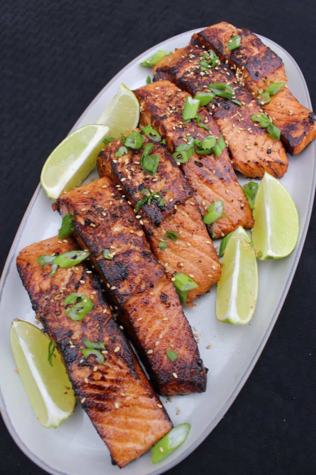 Garlic Soy Marinated Salmon - Over The Fire Cooking