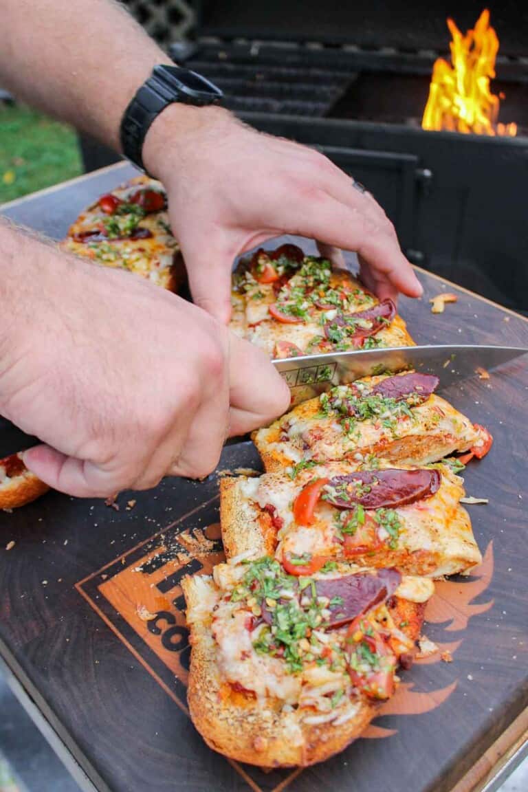 Chorizo Pizza Bread - Over The Fire Cooking
