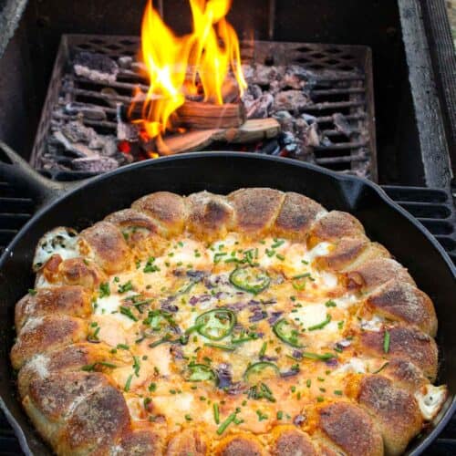 Easy Buffalo Chicken Dip with Stuffed Crust - Over The Fire Cooking