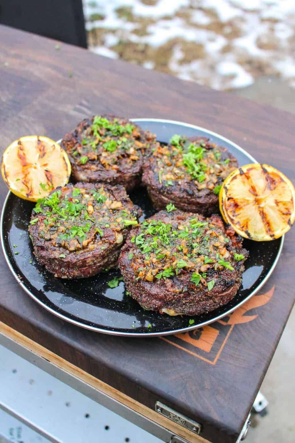 Spanish Garlic Steak Pinwheels - Over The Fire Cooking