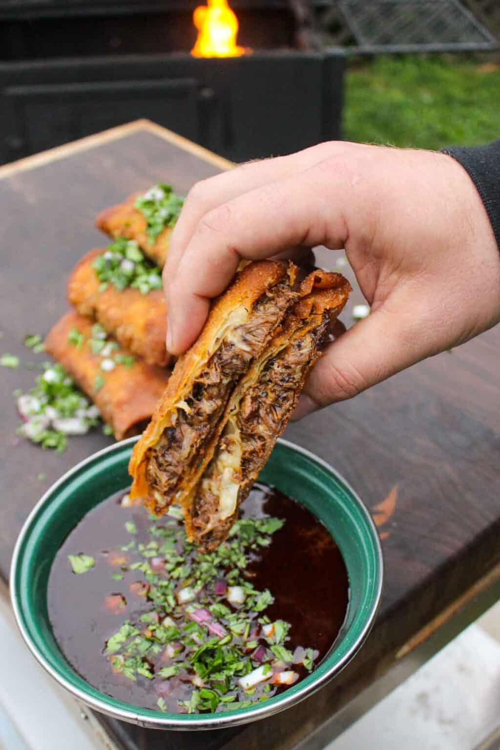 Birria Egg Rolls - Over The Fire Cooking
