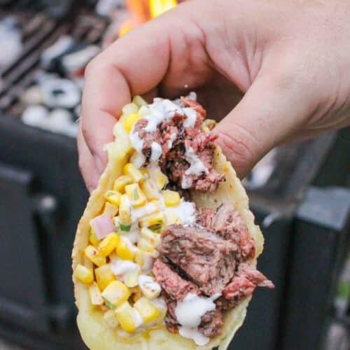 Grilled Steak Elote Tacos - Over The Fire Cooking