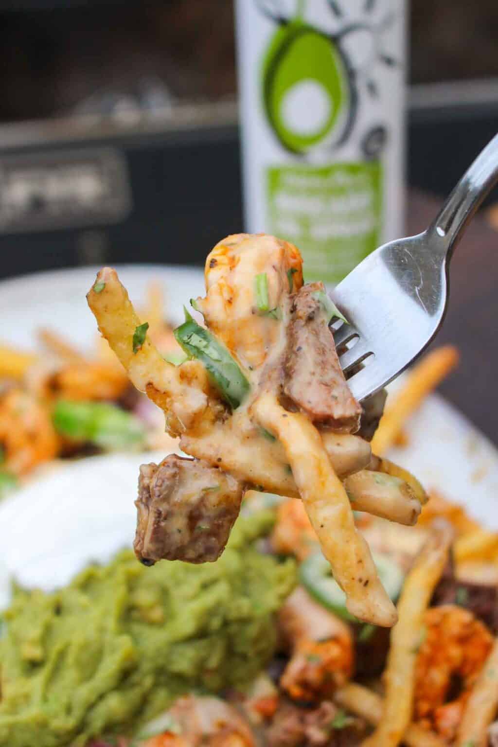 Loaded Steak Fries with Shrimp - Over The Fire Cooking