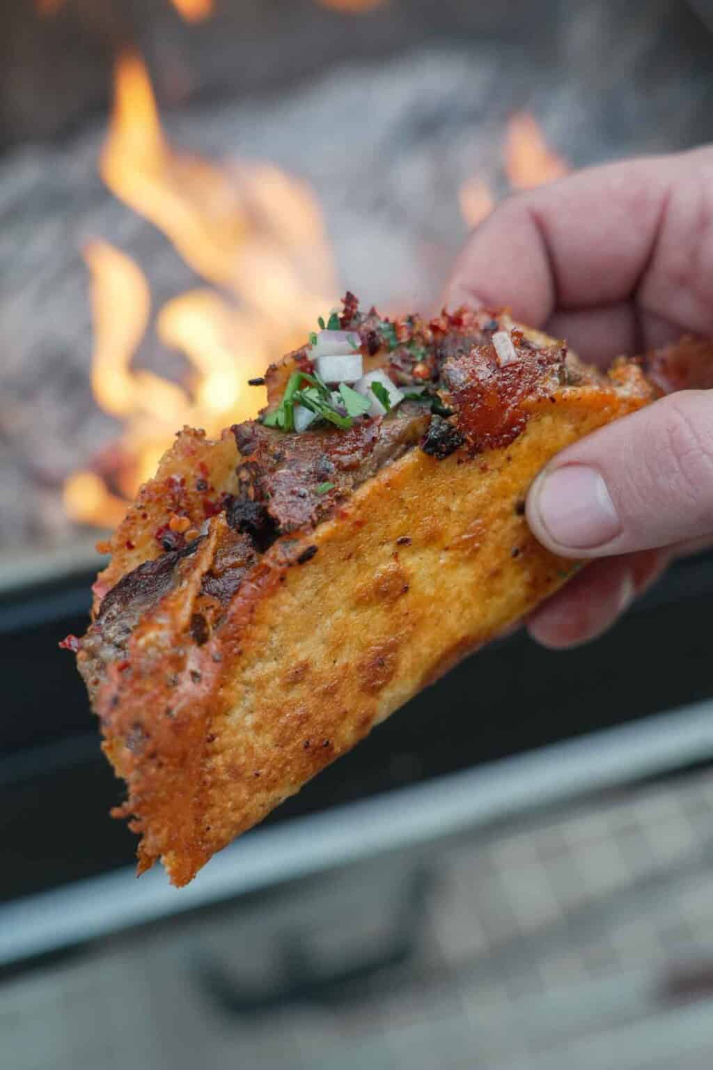 Chili Oil Tacos - Over The Fire Cooking