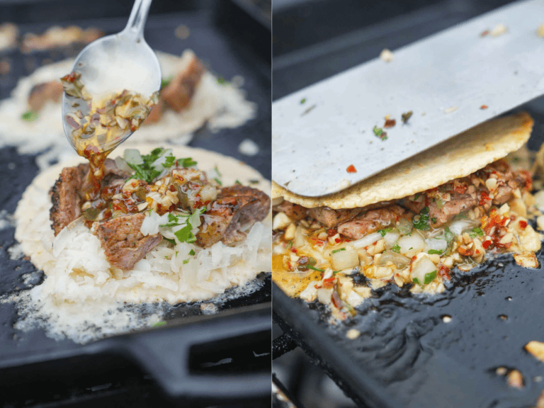 Spanish Garlic Tacos - Over The Fire Cooking