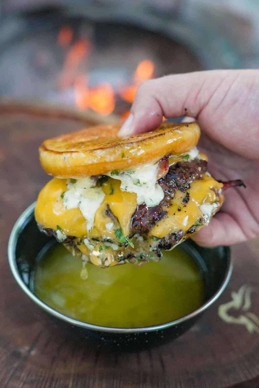 Garlic Butter Burger - Over The Fire Cooking
