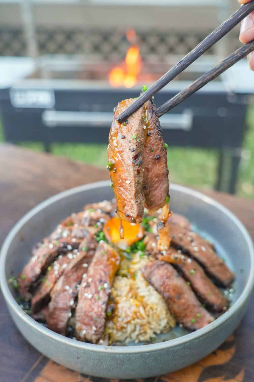 Steak Rice Bowl - Over The Fire Cooking