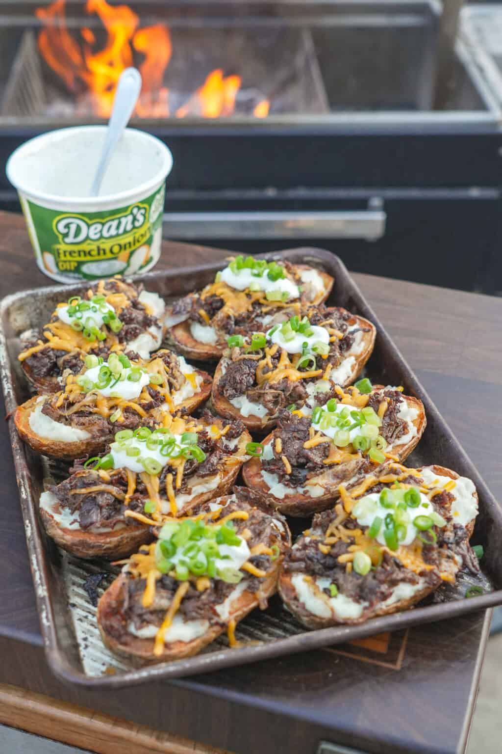 loaded potato skins - Over The Fire Cooking